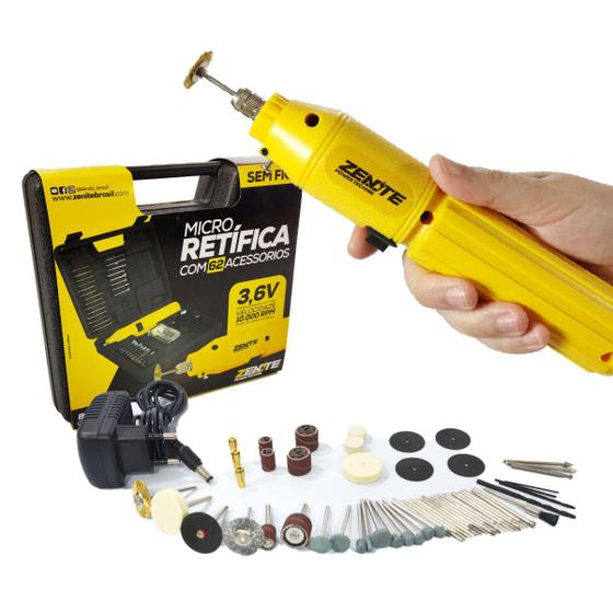 Micro Mini Retifica Lixadeira a Bateria com Maleta 62 Acessórios Zenite ...
