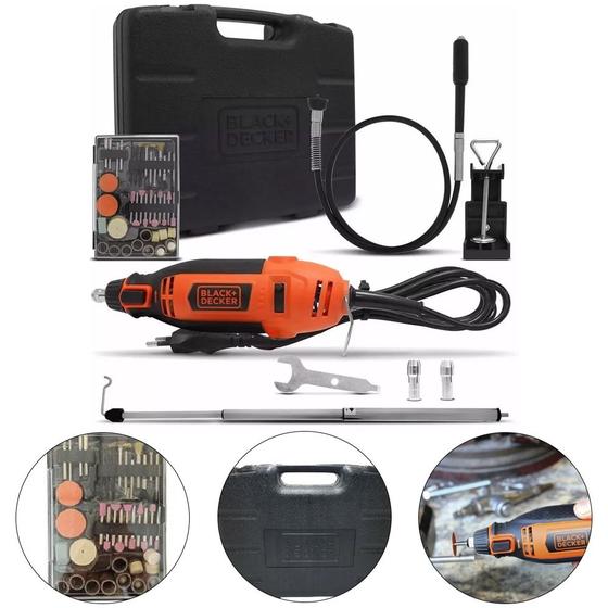 Micro retífica + 113 peças 180w - rt18ka black+decker - Black + Decker ...