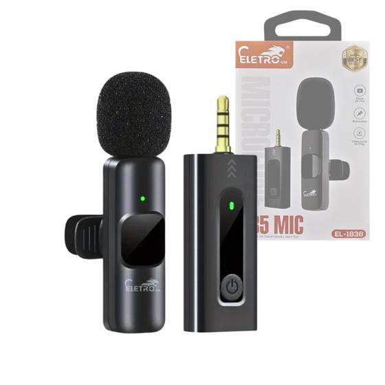 Microfone Condensador de Lapela Wireless K35 MIC Conector P3 Eletromex ...