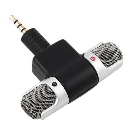 Microfone Condensador Estéreo Auxiliar 3.5mm Para Celular Notebook ...