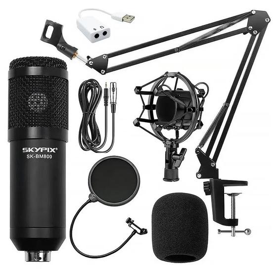 Microfone Condensador Profissional Menor Ruido Estudio Com Braço ...