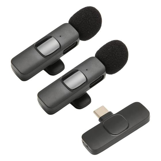 Microfone de lapela duplo sem fio k9 tipo c android - GENAI - Microfone ...