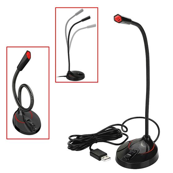 Microfone De Mesa Flexível Usb Para Computador Notebook Alto Desempenho ...