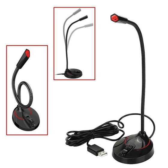 Microfone De Mesa Usb Com Haste Flexível Computador Pc - Lelong ...