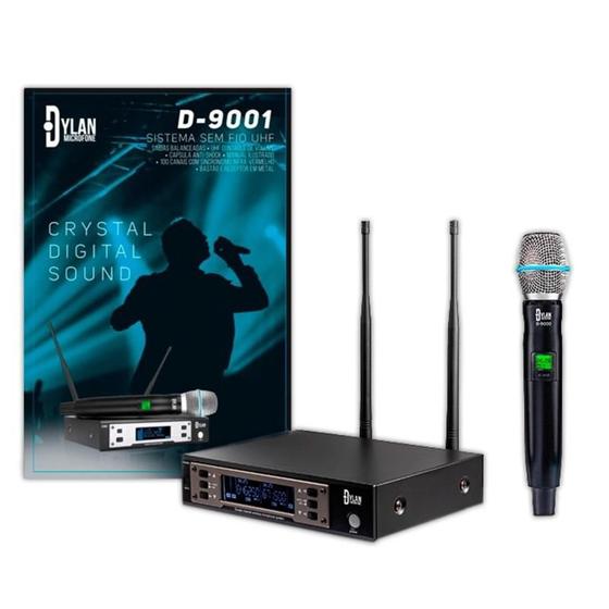 Microfone dylan sem fio d9001s uhf c/1 microfone bastao c/display ...