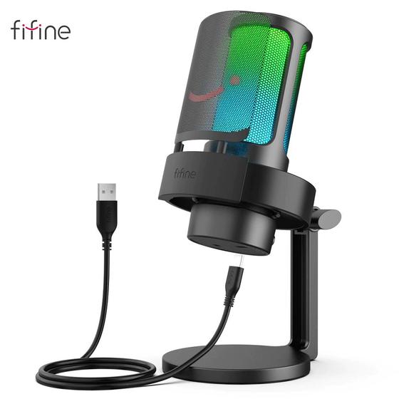 Microfone Fifine A8 RGB Gamer Ampligame Para Twitch Streamer ...