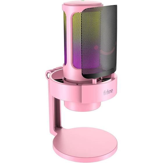 Microfone Fifine A8 RGB USB - Rosa - Microfone Dinâmico - Magazine Luiza