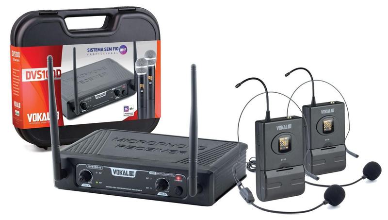 Microfone Headset sem Fio Duplo UHF Vokal Dvs100 DH DVS-100 - Microfone Dinâmico - Magazine Luiza