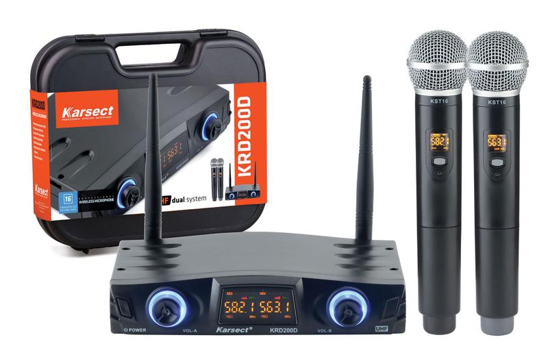 Microfone Karsect KRD200DM Duplo de Mão Sem Fio - Microfone Dinâmico ... Microfone Karsect KRD200DM Duplo de Mão Sem Fio - Microfone Dinâmico ...