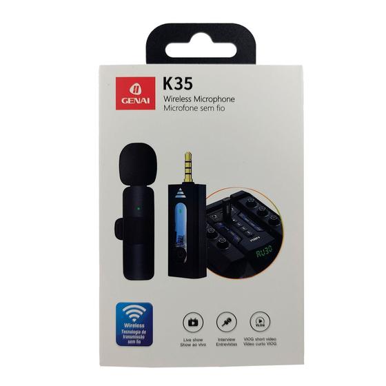 Microfone Lapela S/ Fio k35 3.5mm plug and play 5v 60mah - Genai - Microfone de Lapela ...