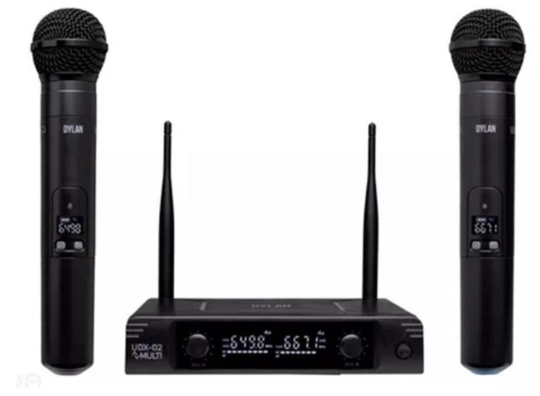 Microfone Sem Fio Duplo UHF - Dylan UDX-02 Multi - Microfone Dinâmico ...