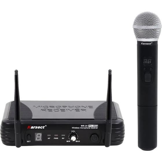 Microfone Sem Fio Karsect WR-25/HT-25A - Preto - Microfone Dinâmico ...
