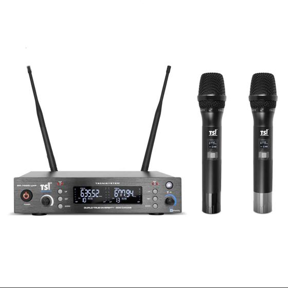 Microfone Sem Fio TSI Duplo TSI-7000 UHF 300 Canais - Microfone ...