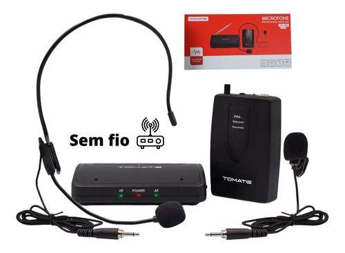 Microfone Vhf Sem Fio Auricular Cabeça Headset Lapela - Tomate ...