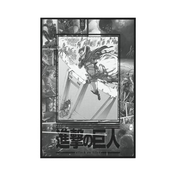 Mikasa Attack on Titan Anime Poster Preto Branco Canvas Wall Art Kawaii ...