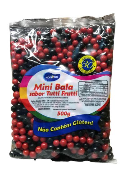Mini Bala Sabor Tutti-Frutti Vermelha E Preta 500,0G - Horizon - Balas ...