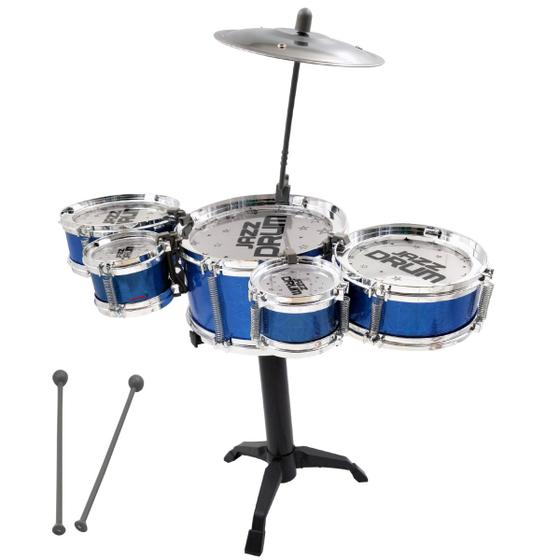 Mini Bateria Infantil Musical C/ Tambores e Baqueta Rosa ou Azul ...