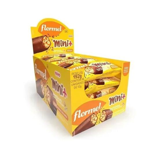 Mini+ Bombom com Amendoim Zero Açúcar Flormel contendo 16 unidades de ...