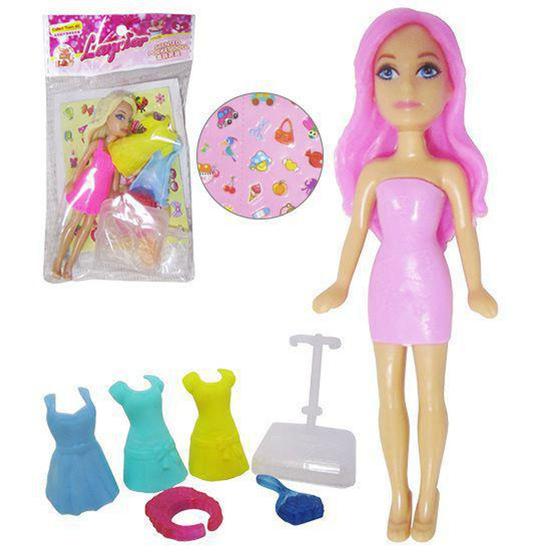 Mini Boneca Laynier Perfumada Troca Roupa De Plastico + Acessórios ...