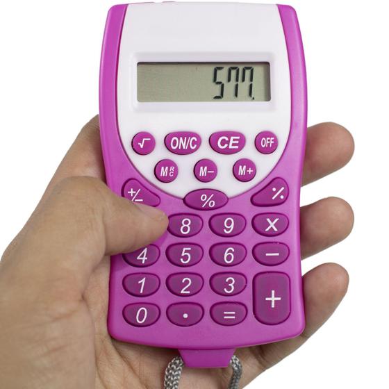 Mini calculadora portátil colorida com cordão para bolso escolar ...