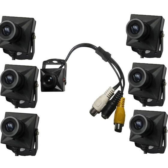 Mini Camera Discreta Kit 7 Uni CCD CMOS CCTV preto e Branco Segurança ...