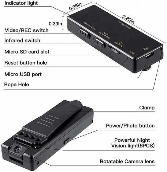 Mini Câmera Espiã DEXILIO 1080P - Wireless, Portátil, com Detecção de ...