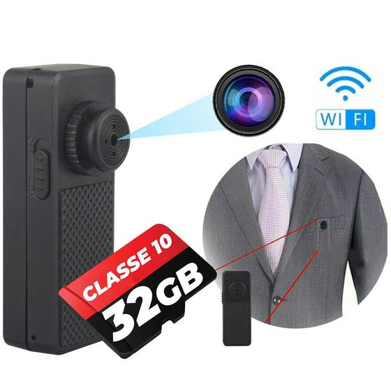 Mini Câmera Espiã Falso Botão Camisa Wifi Fullhd Audio Video Microfone ...