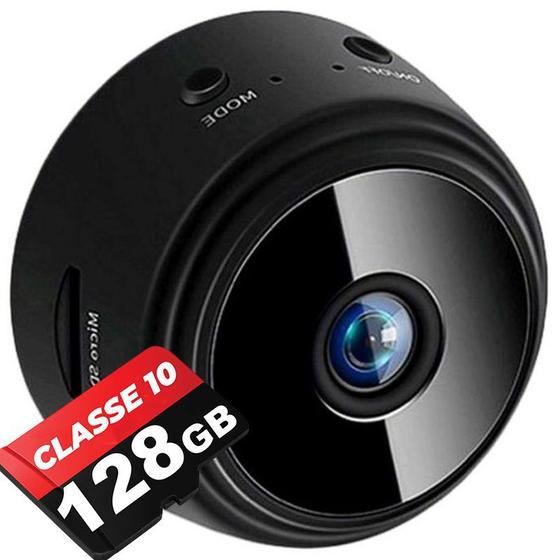 Mini Câmera Segurança Espiã A9 Wifi + Cartão 128GB HD Bateria 1080p P2p ...
