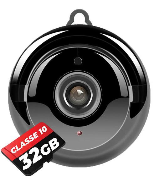 Mini Câmera Segurança Espiã V380 Wifi + Cartão 32GB HD Noturna 1080p ...
