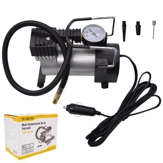 Mini Compressor Ar Veicular Profissional Portátil 12v Bicos Adaptadores ...