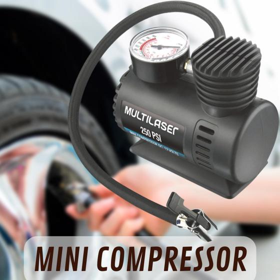 Mini Compressor De Ar 12v Bomba Encher Ar Carro Moto 250 Psi Pneu - DUTE - Mini Compressor de Ar ...