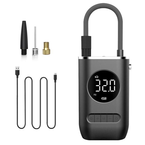 Mini Compressor De Ar Digital Portátil Recarregável Usb Bico Calibrador ...