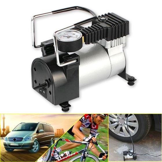 Mini Compressor Portátil de Ar Profissional 12V Calibrar e Encher Pneus ...