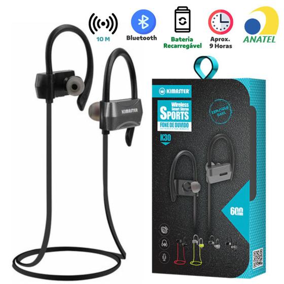 Mini Fone De Ouvido Bluetooth Esporte Gamer Preto Bass K30 - Kimaster ...