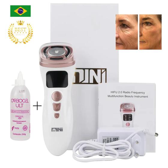 Mini Hifu 2º Geração Ultrassom HIFU RF EMS LED + Gel 250g - Scanner ...