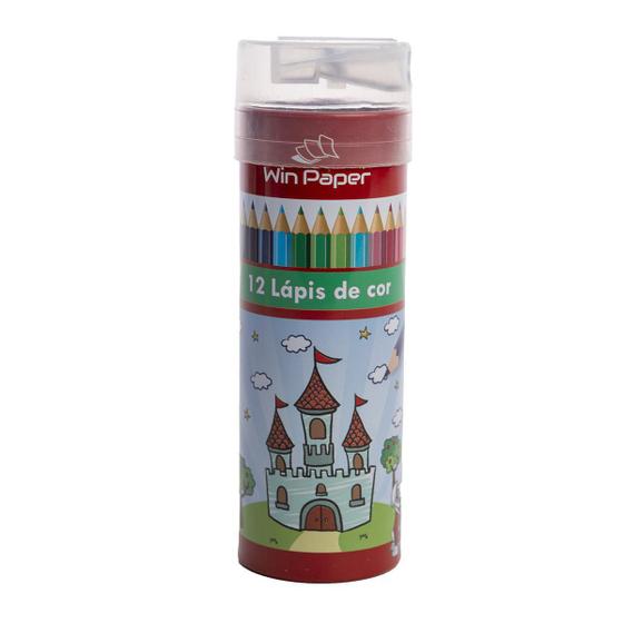 Mini Lápis Cor 12 Cores Para Colorir Win Paper + Apontador - Material ...