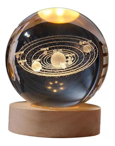 Mini Luminária Led Globo De Vidro Planeta Sistema Solar 3d Com Cabo Usb ...
