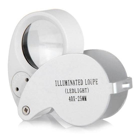 Mini Lupa Mão Led Duplo Zoom 40x 25mm Articulada Joalheiro - Exclusivo ...