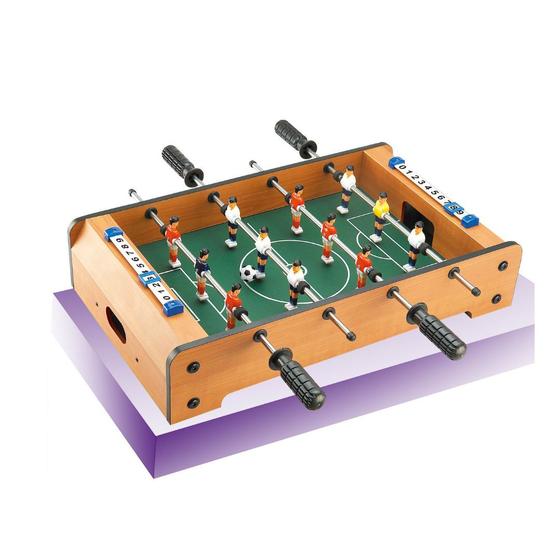 Mini mesa de pebolim portatil em mdf plastico com 12 bonecos - Iw ...