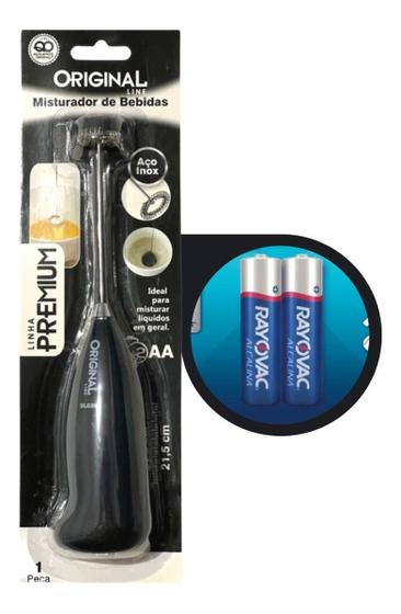 Mini Mixer Misturador De Bebidas Espumador Leite + 2 Pilhas Cor Preta ...