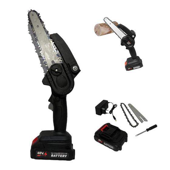 Mini Motosserra Eletrica 48V Sem Fio Bateria Recarregavel 6 Polegadas ...