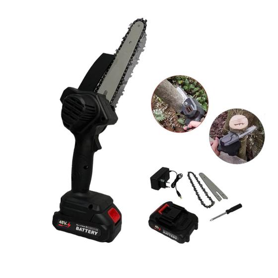 Mini Motosserra Eletrica 48V Sem Fio Bateria Recarregavel Potente 6 ...