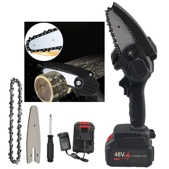 Mini Motosserra Eletrica De Mao 48V Sem Fio Portatil Corta Lenha Galhos ...