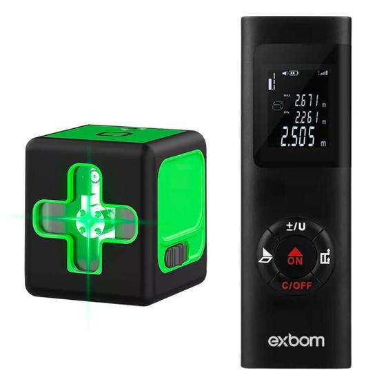 Mini Nível Laser 2 Linhas e Medidor Trena Digital a Laser - Exbom ...