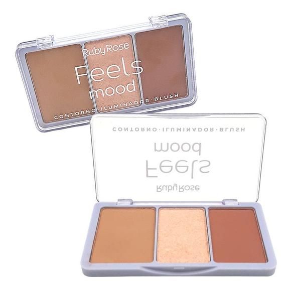 Mini Paleta Completa Contorno Blush Iluminador Feels Mood Ruby Rose - Estojos e Paletas de ...