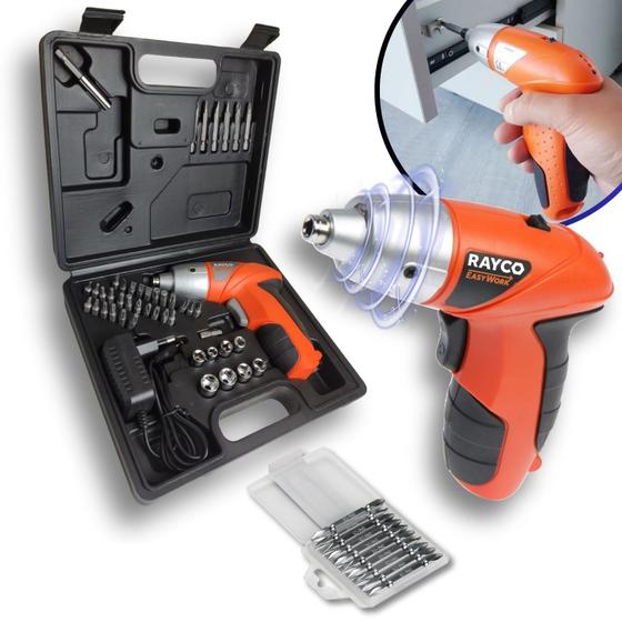 Mini Parafusadeira Furadeira Elétrica Portátil Bateria 4,8V Kit Maleta ...