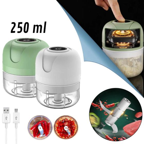 Mini Processador Alimentos Moedor Elétrico Alho S/fio 250 ML - HYQ - Processador ...