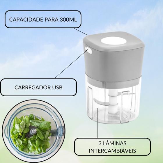 Mini Processador Eletrico de Alimentos Legumes USB Prático 300ml - Uny Gift - Processador ...