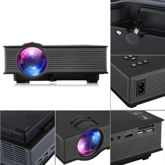 Mini Projetor Led Portátil Uc 68 Wifi 1800 Lumens Data Show PRETO ...