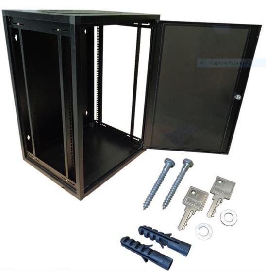 Mini RACK de Parede Padrão 19'' Para Cabeamento Estruturado e CFTV 16U ...